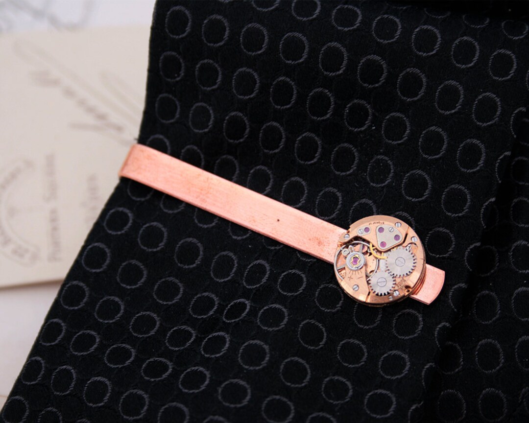 Tie Bar Copper Wedding Anniversary Gift Swiss Watch Copper Tie Clip ...