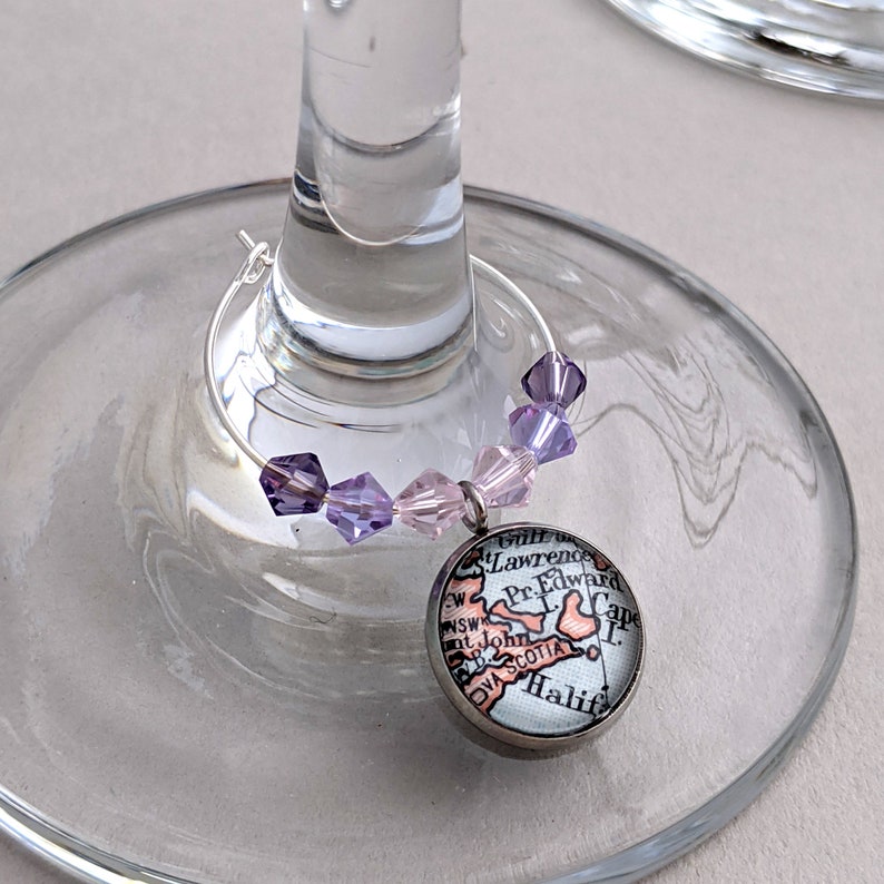 Personalised Wine Glass Charms With Custom Map Location, Personalized ...