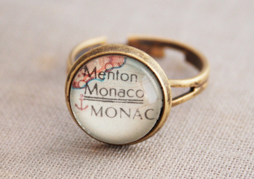 Map Ring Customized Ring Bronze Round Smal Vintage World Map - Etsy