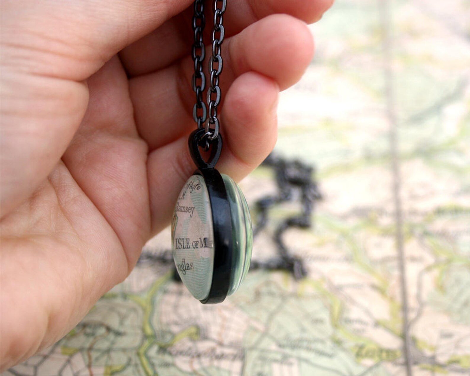 Custom Necklace With Two Maps Locations, Double Sided Farewell Jewelry ...