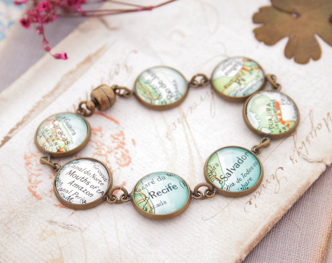 Custom Map Bracelet. CHOOSE YOUR PLACE. Wedding, Anniversary, Christmas ...