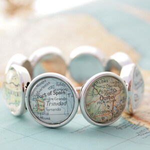 Stretchy Bracelet With Custom Map, Personalized Elastic Chunky Bracelet ...