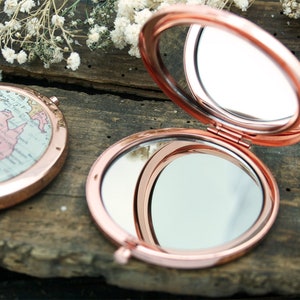 Rose Gold Compact Mirror: Personalized Vintage Map Gift - Etsy