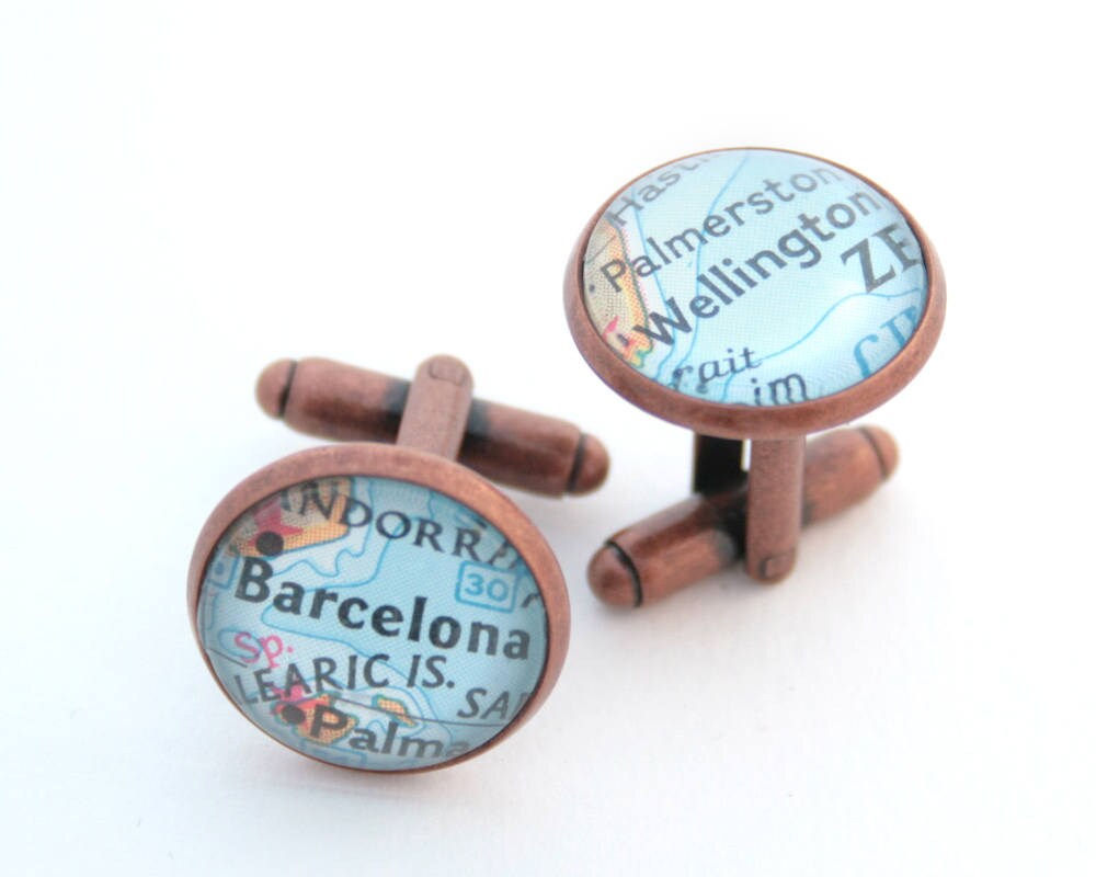 Custom Map Cuff Link I Old Map Cufflinks I Personalized | Etsy UK