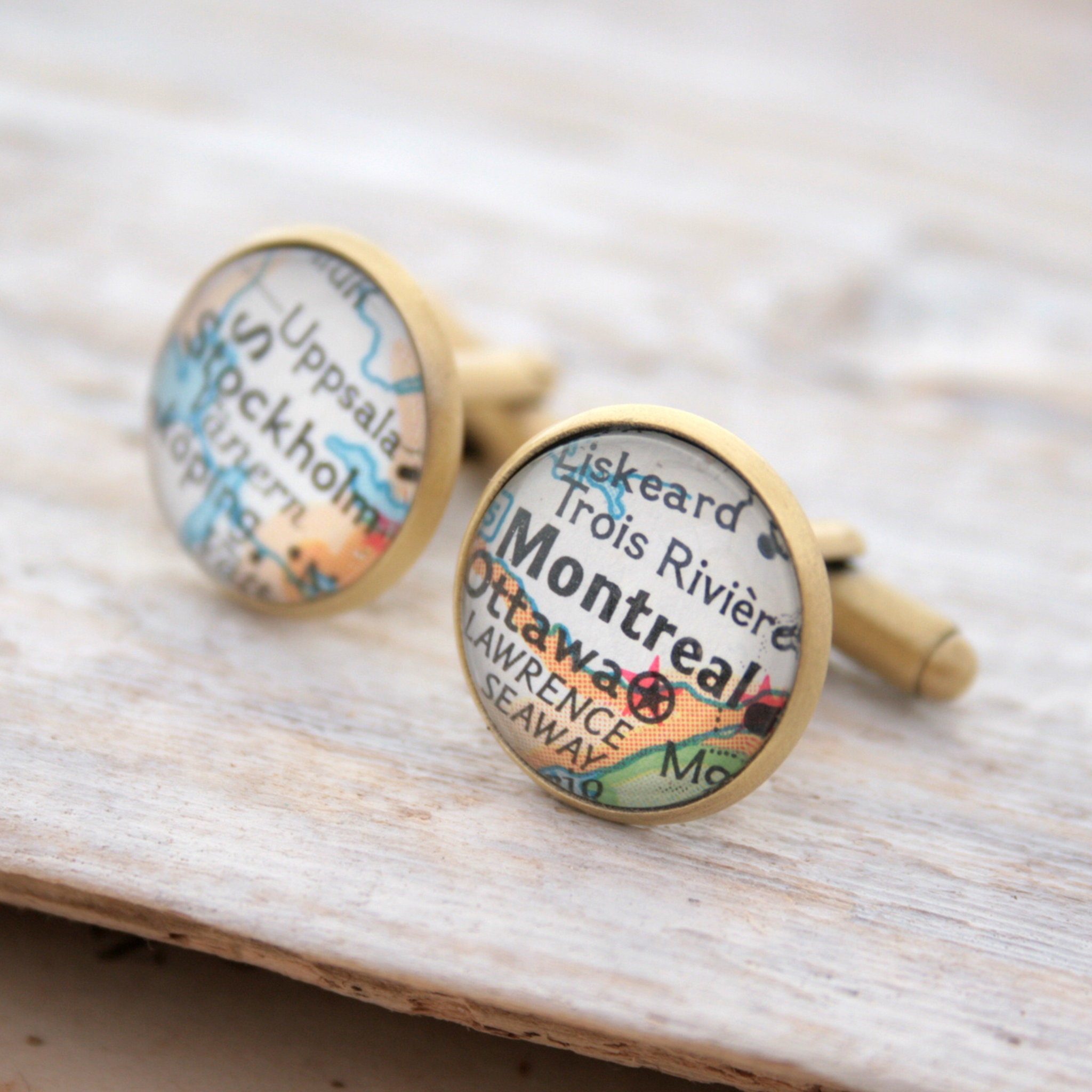 Custom Cufflinks Vintage Map Personalized Cuff Links Old Map - Etsy UK