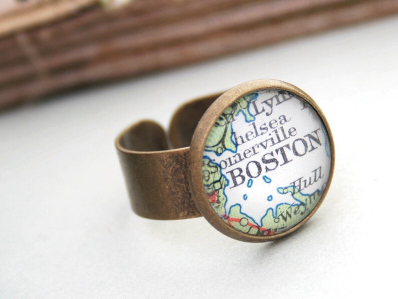 Custom Map Ring: Vintage World Map Jewelry, Wanderlust Gift - Etsy