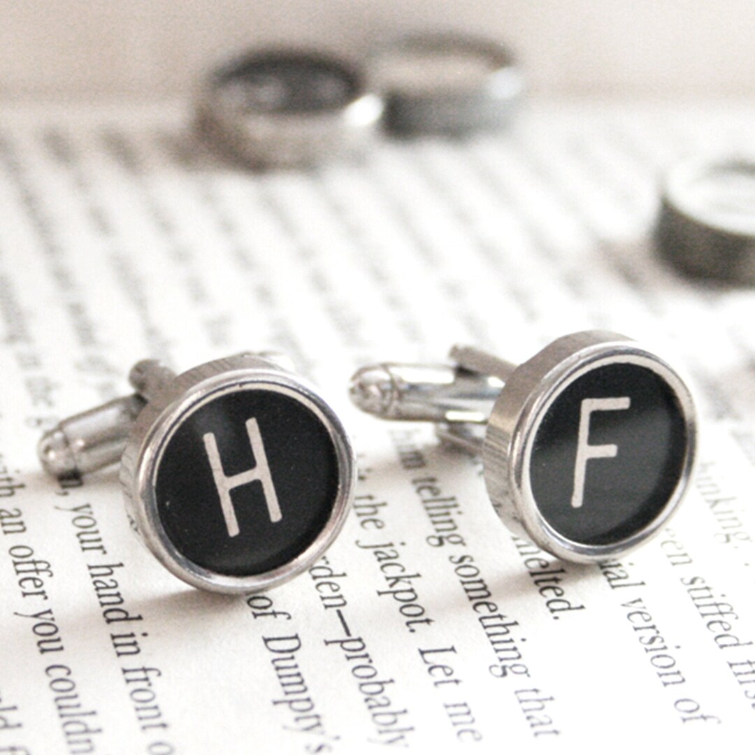 Typewriter Key Initial Cufflinks, Custom Letter Monogram Cuff Links for ...