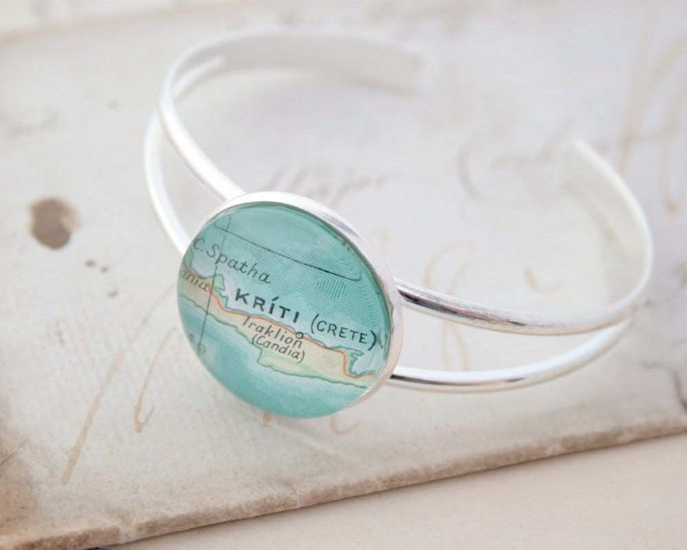 Custom Map Open Bangle Bracelet You Choose Place Map Jewellery | Etsy