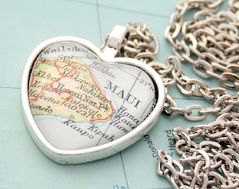 Personalized Necklace Sweetheart Gift Custom Map Heart | Etsy