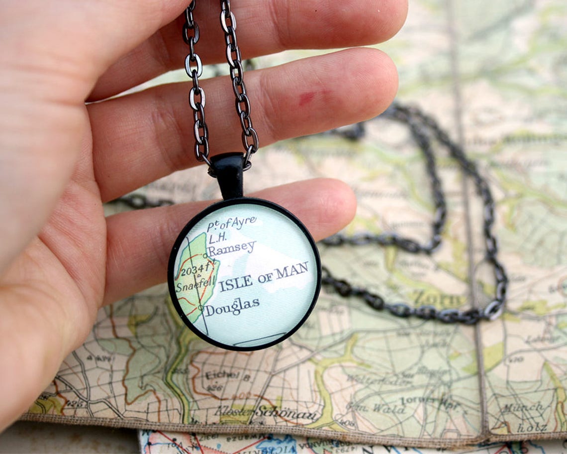 Custom Necklace With Two Maps Locations, Double Sided Farewell Jewelry ...