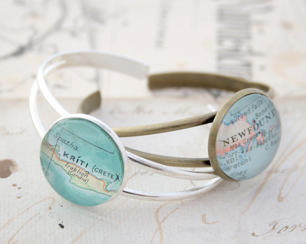Custom Map Open Bangle Bracelet You Choose Place Map Jewellery | Etsy