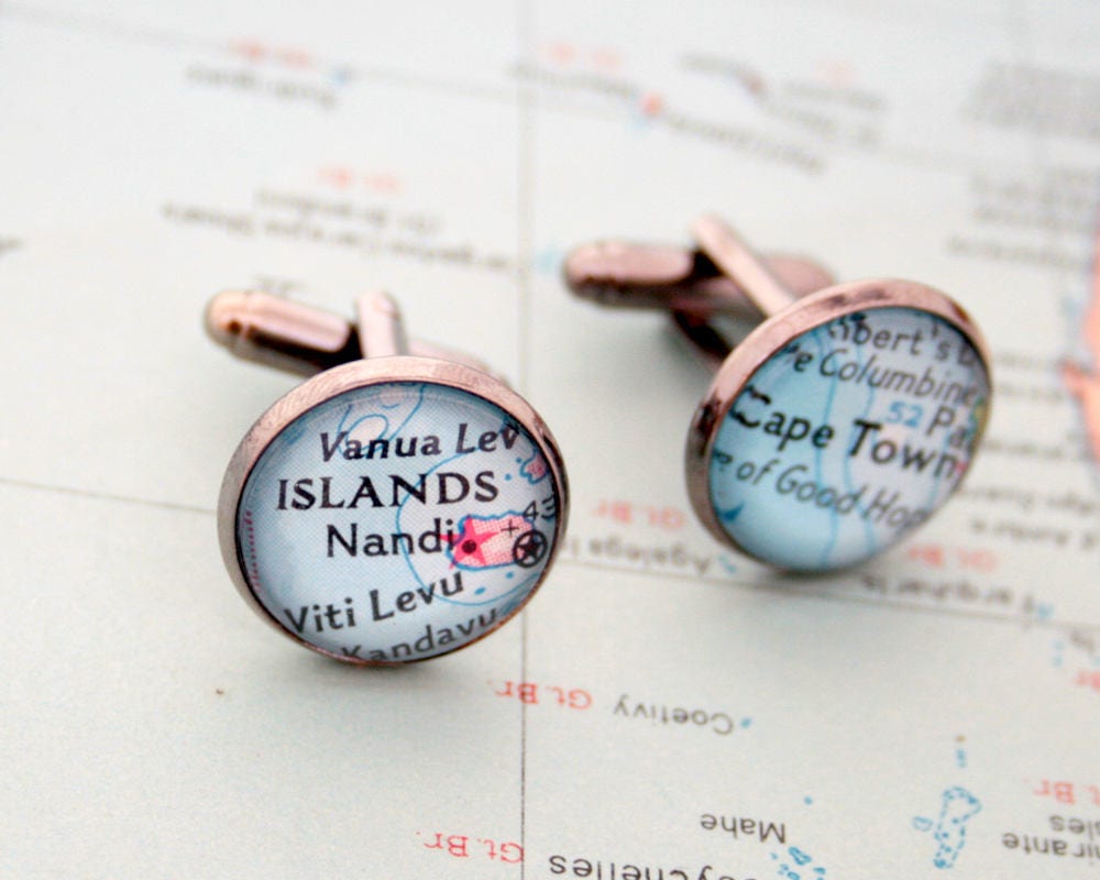 Custom Map Cuff Link I Old Map Cufflinks I Personalized | Etsy UK
