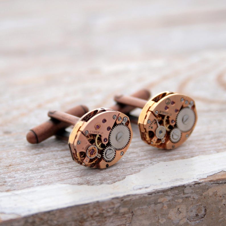 Copper Cufflinks, Copper Anniversary Gift for Husband, Real Steampunk ...