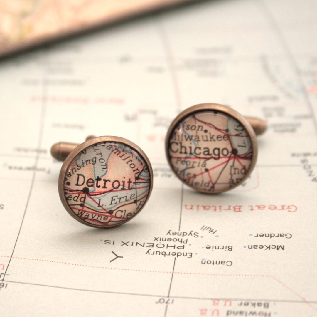 Custom Map Cuff Link I Old Map Cufflinks I Personalized Fathers Day ...
