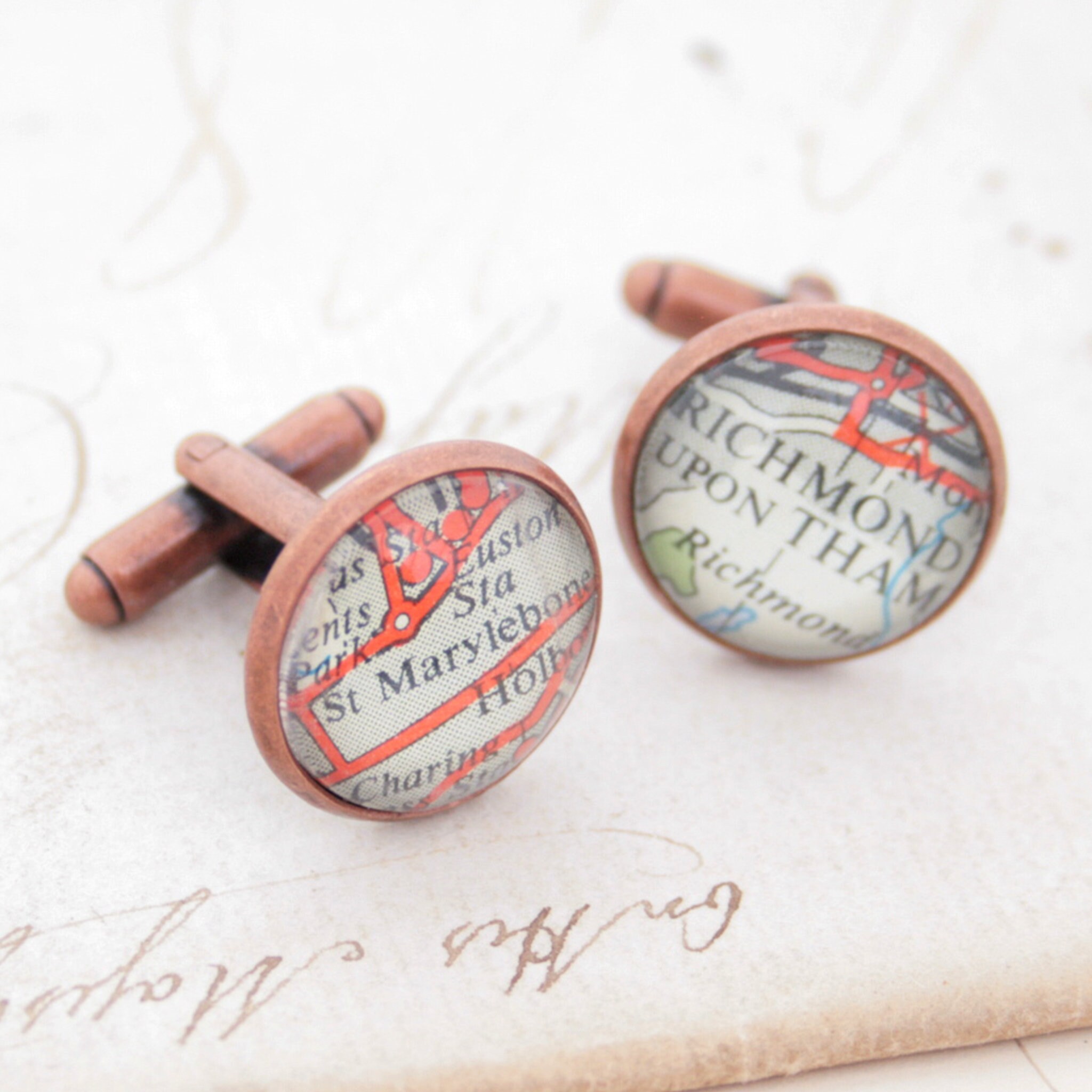 Custom Cufflinks Vintage Map Personalized Cuff Links Old Map - Etsy UK