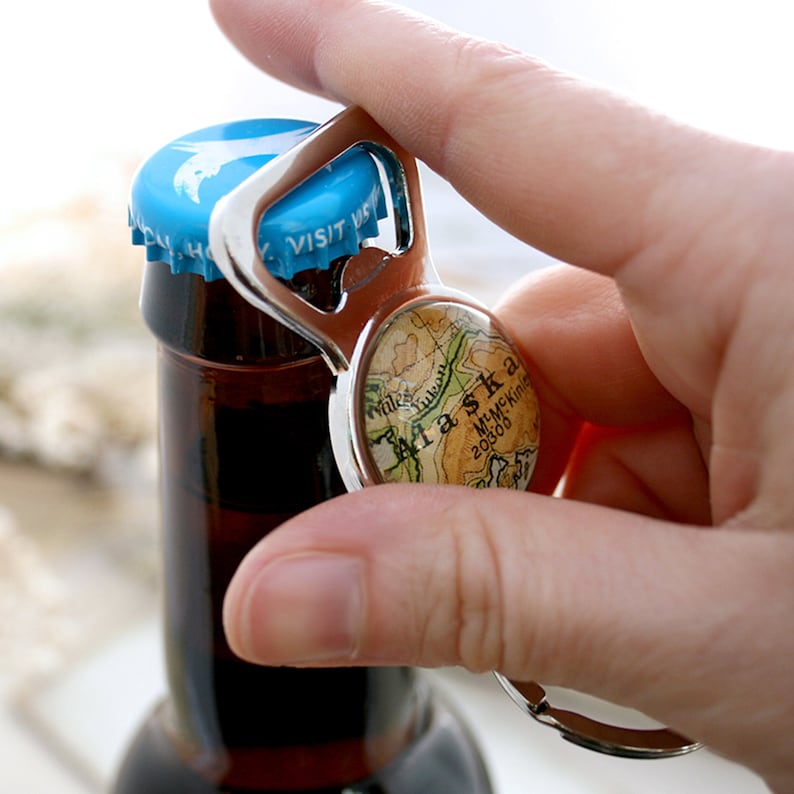 Bottle Opener with Keychain with Custom Map Destination | Etsy