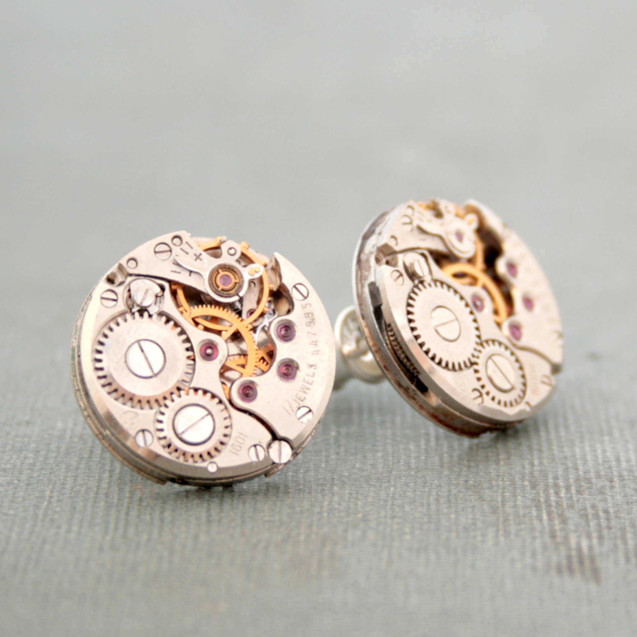 Steampunk Watch Movement Stud Earrings: Sterling Silver Post - Etsy
