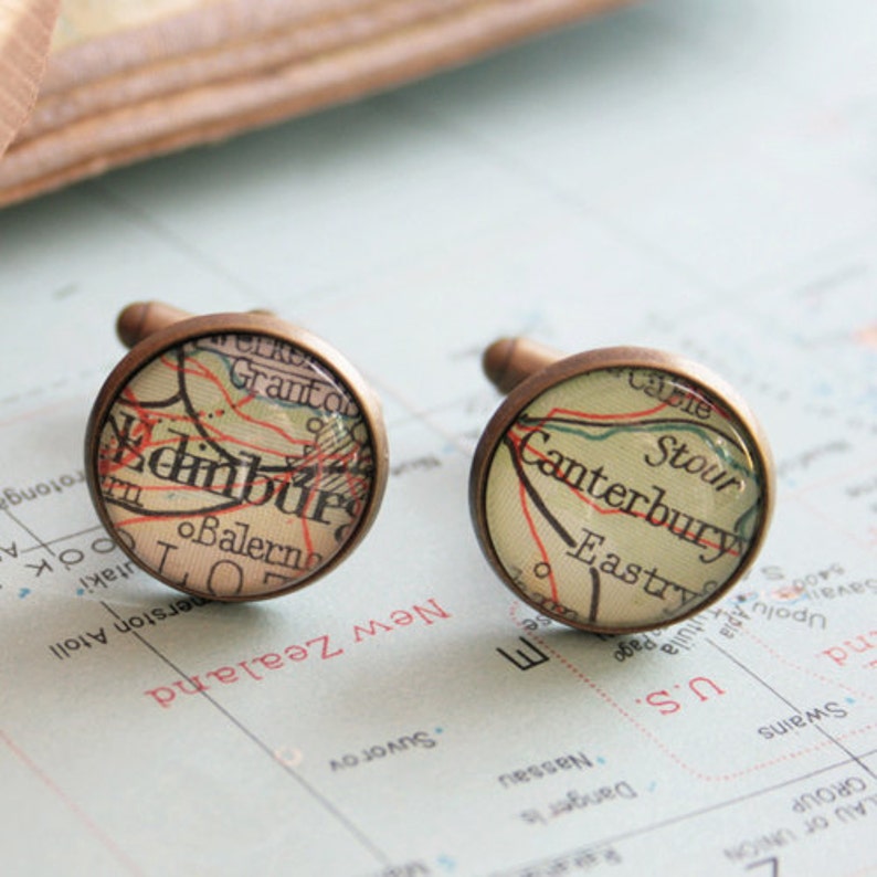 Custom map Cuff link I Old map cufflinks I personalized | Etsy