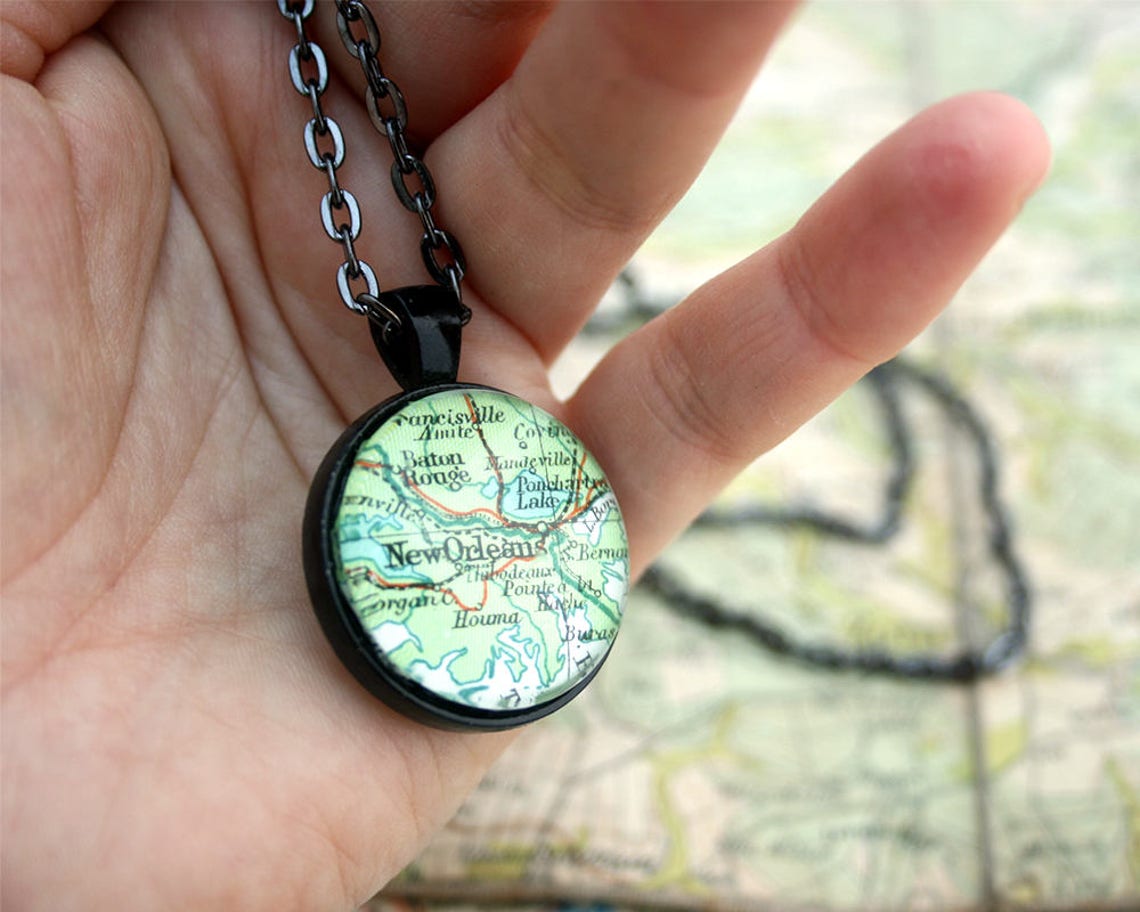 Custom Necklace With Two Maps Locations, Double Sided Farewell Jewelry ...