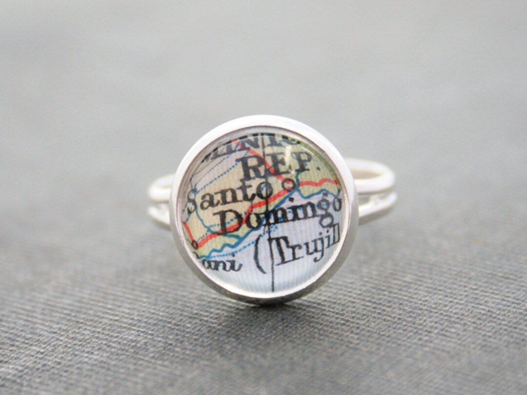 Custom Map Ring With a Piece of the Antique World Map Statement ...