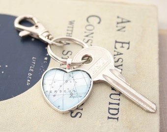 Heart Keychain With Custom Star Constellation or Zodiac Sign | Etsy