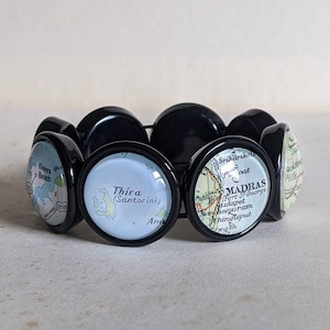 Stretchy Bracelet With Custom Map, Personalized Elastic Chunky Bracelet ...
