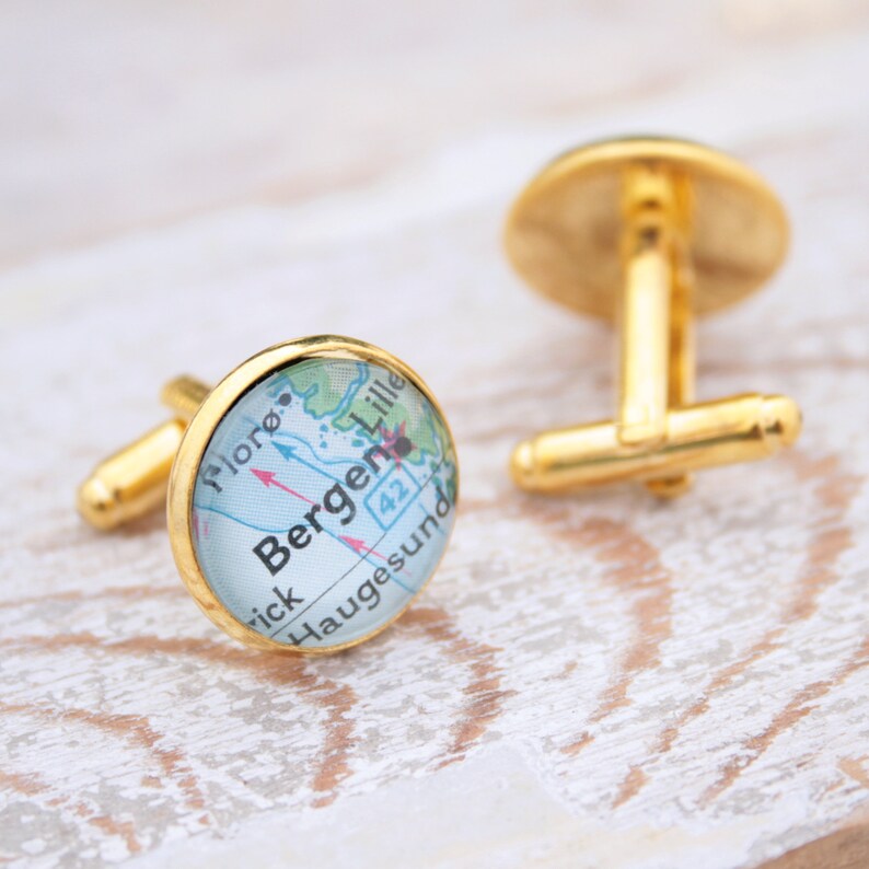 Rush Gifts Custom Map Location Gold Cuff Link Personalized - Etsy