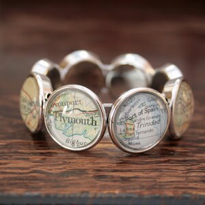 Stretchy Bracelet With Custom Map, Personalized Elastic Chunky Bracelet ...