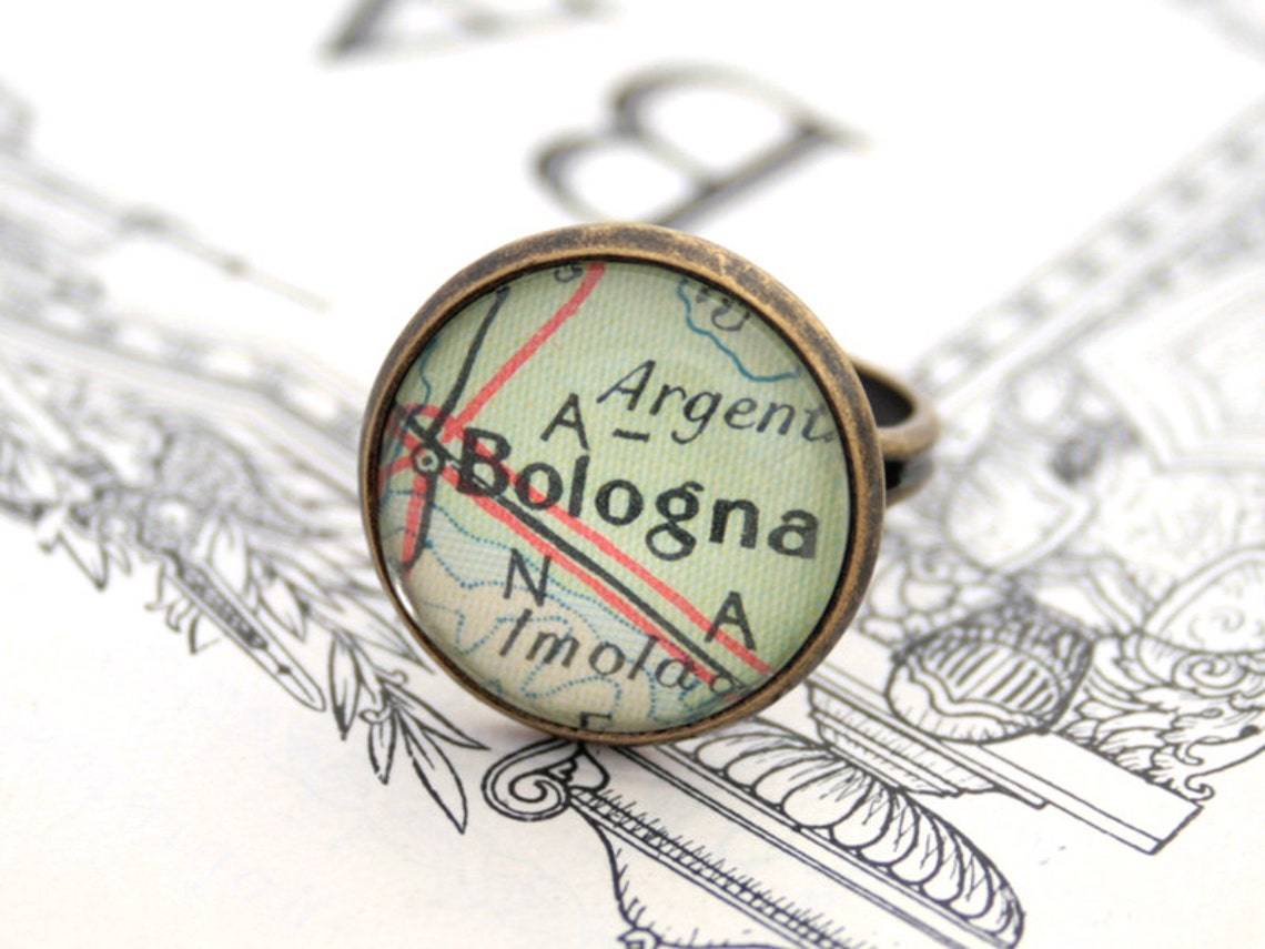 Custom Ring with a Map Customizable Jewelry Glass Metal Ring | Etsy