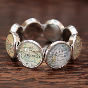 Stretchy Bracelet With Custom Map, Personalized Elastic Chunky Bracelet ...