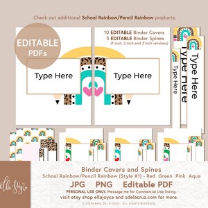 Editable Binder Covers and Spines Modern Rainbow Binder Covers and ...