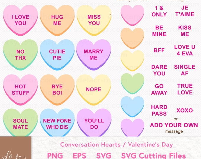 Blank Conversation Hearts SVG, Conversation Hearts PNG, Conversation ...