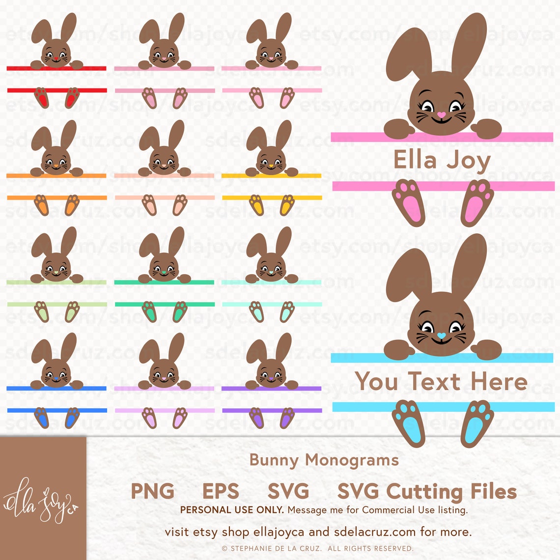 Bunny Frame SVG Bunny Monogram SVG Monogram SVG Bunny Split - Etsy