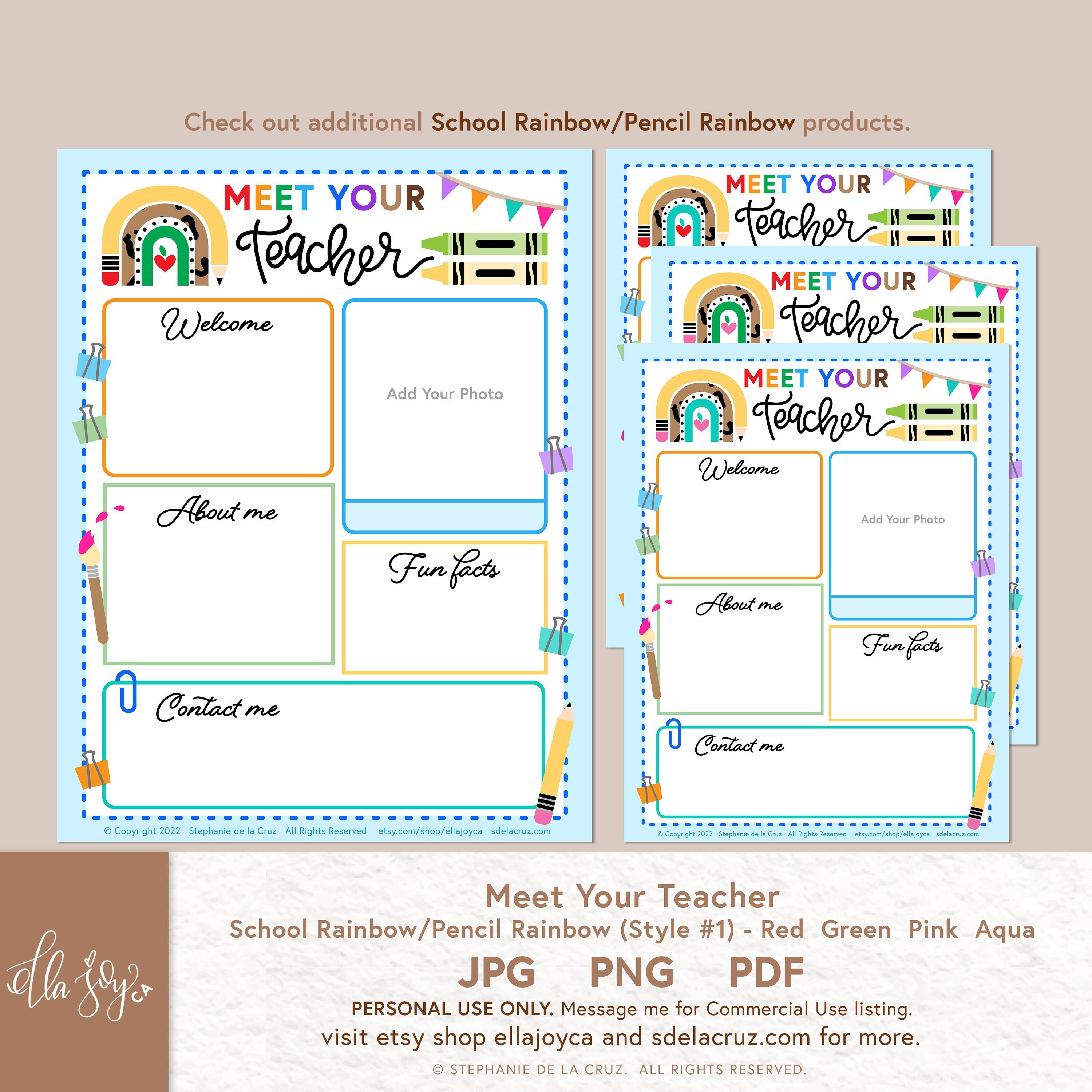 Meet Your Teacher Template Meet the Teacher Form School Rainbow ...