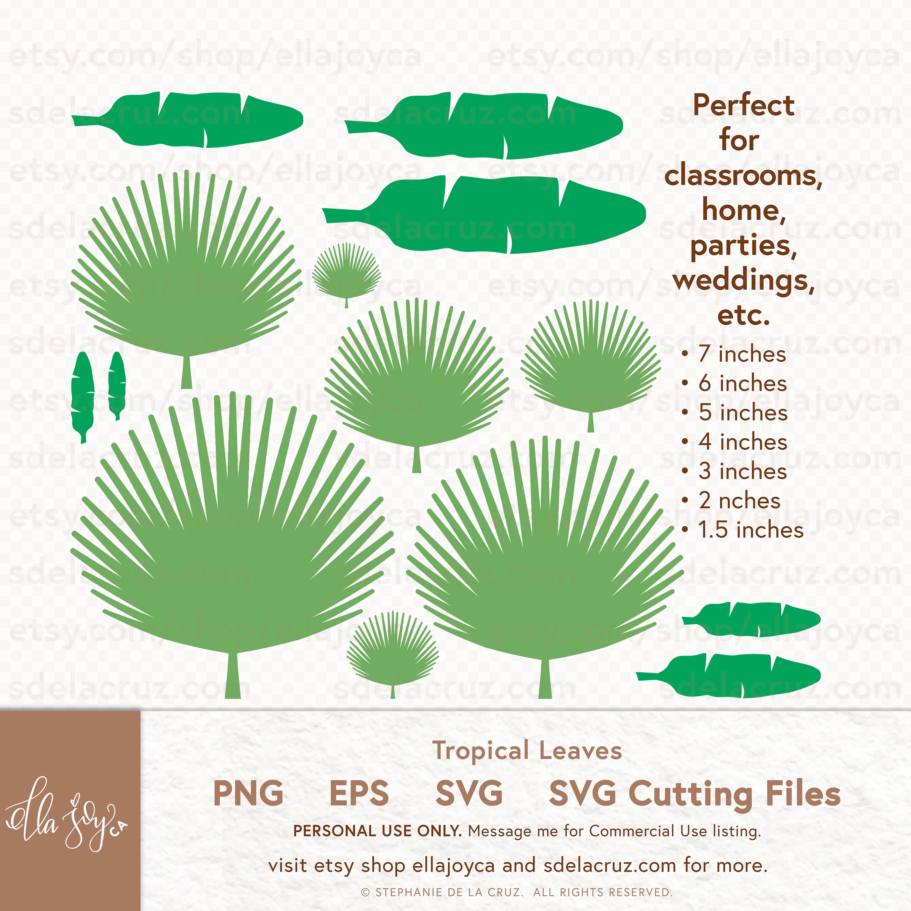 Palm Leaves Svg Bundle Eps Png Svg Cutting Files Tropical Svg Summer ...