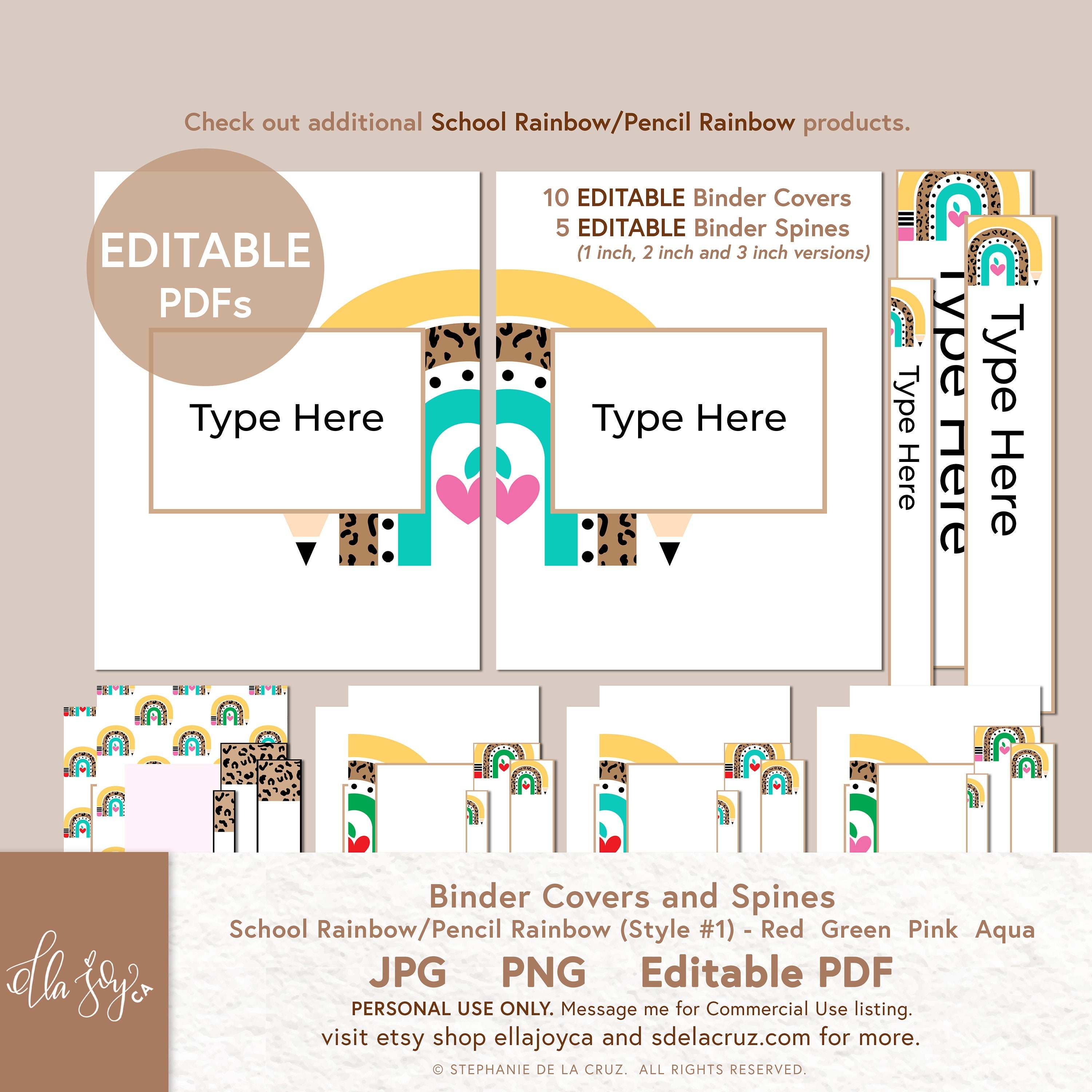 Editable Binder Covers and Spines Modern Rainbow Binder Covers and ...