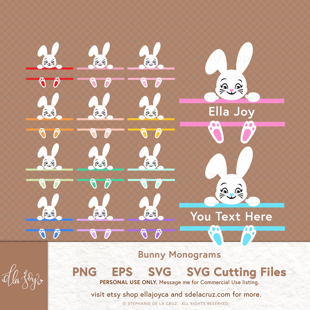 Bunny Frame SVG, Bunny Monogram SVG, Monogram SVG, Bunny Split Name Svg ...
