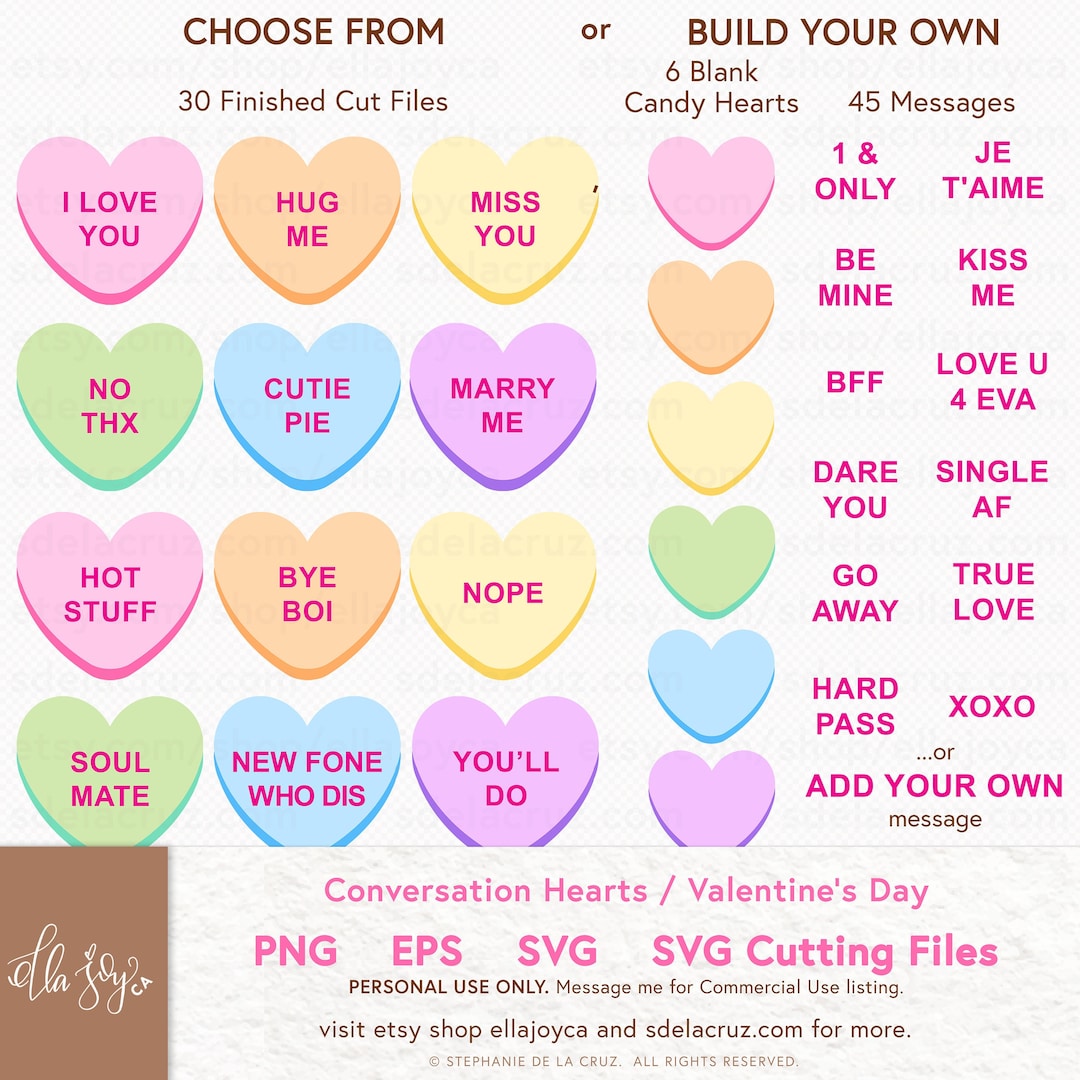Blank Conversation Hearts SVG, Conversation Hearts PNG, Conversation ...