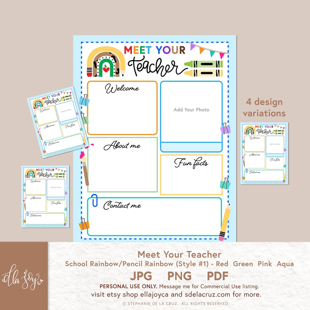 Meet Your Teacher Template Meet the Teacher Form School Rainbow ...