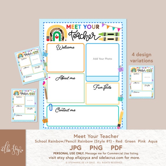 Meet Your Teacher Template Meet the Teacher Form School - Etsy