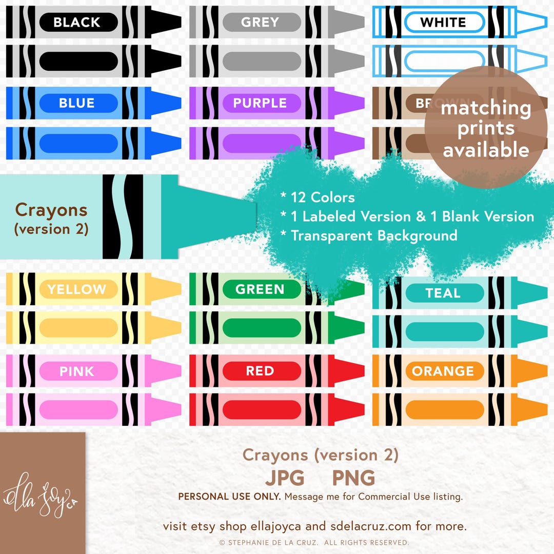 Colors Chart Clipart | Rainbow Crayons Version2 Educational Graphics ...