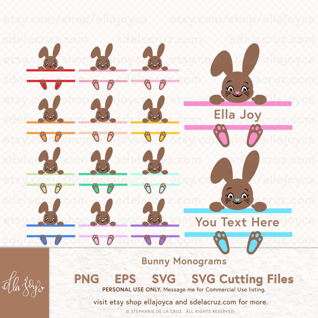 Bunny Frame SVG, Bunny Monogram SVG, Monogram SVG, Bunny Split Name Svg ...