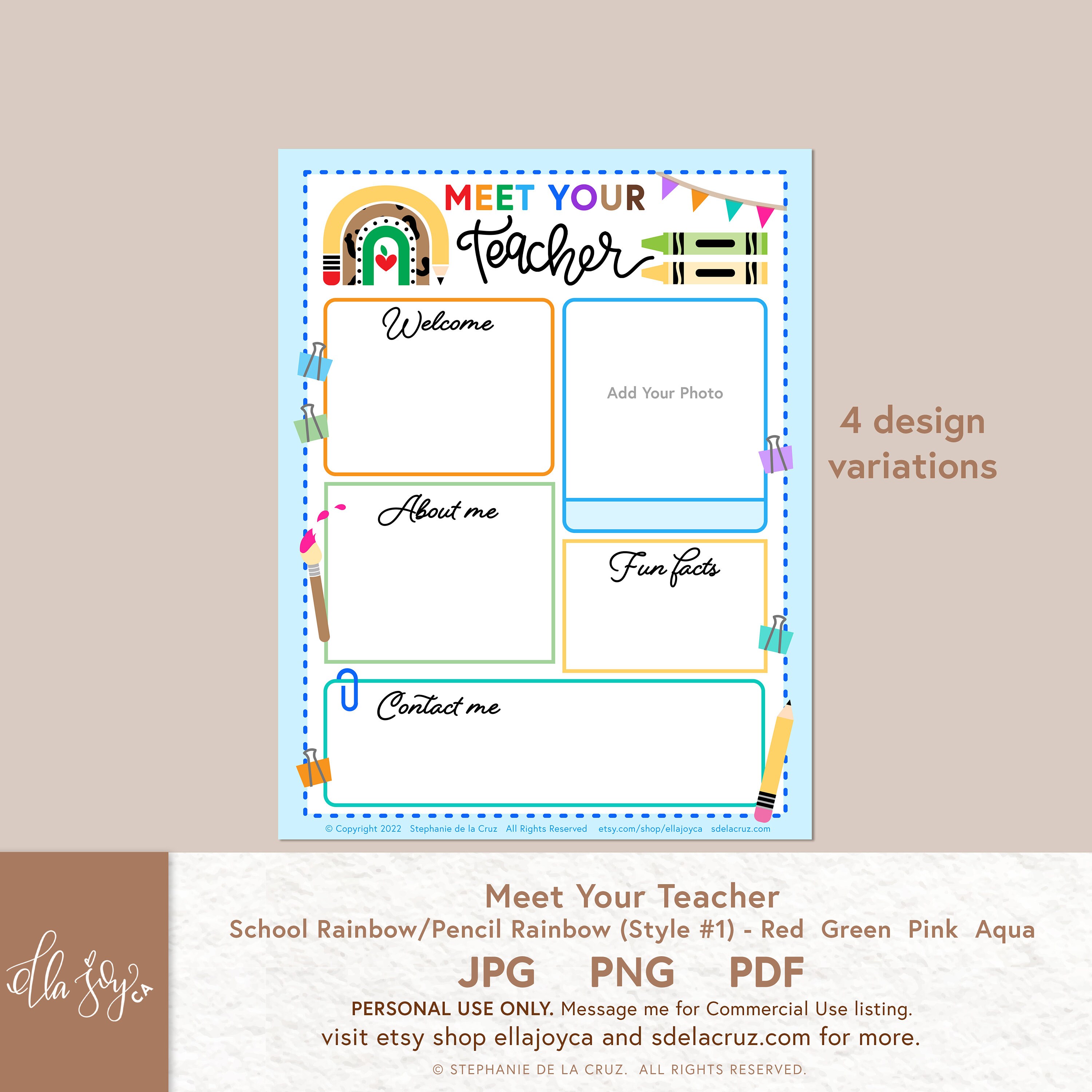 Meet Your Teacher Template Meet the Teacher Form School Rainbow ...