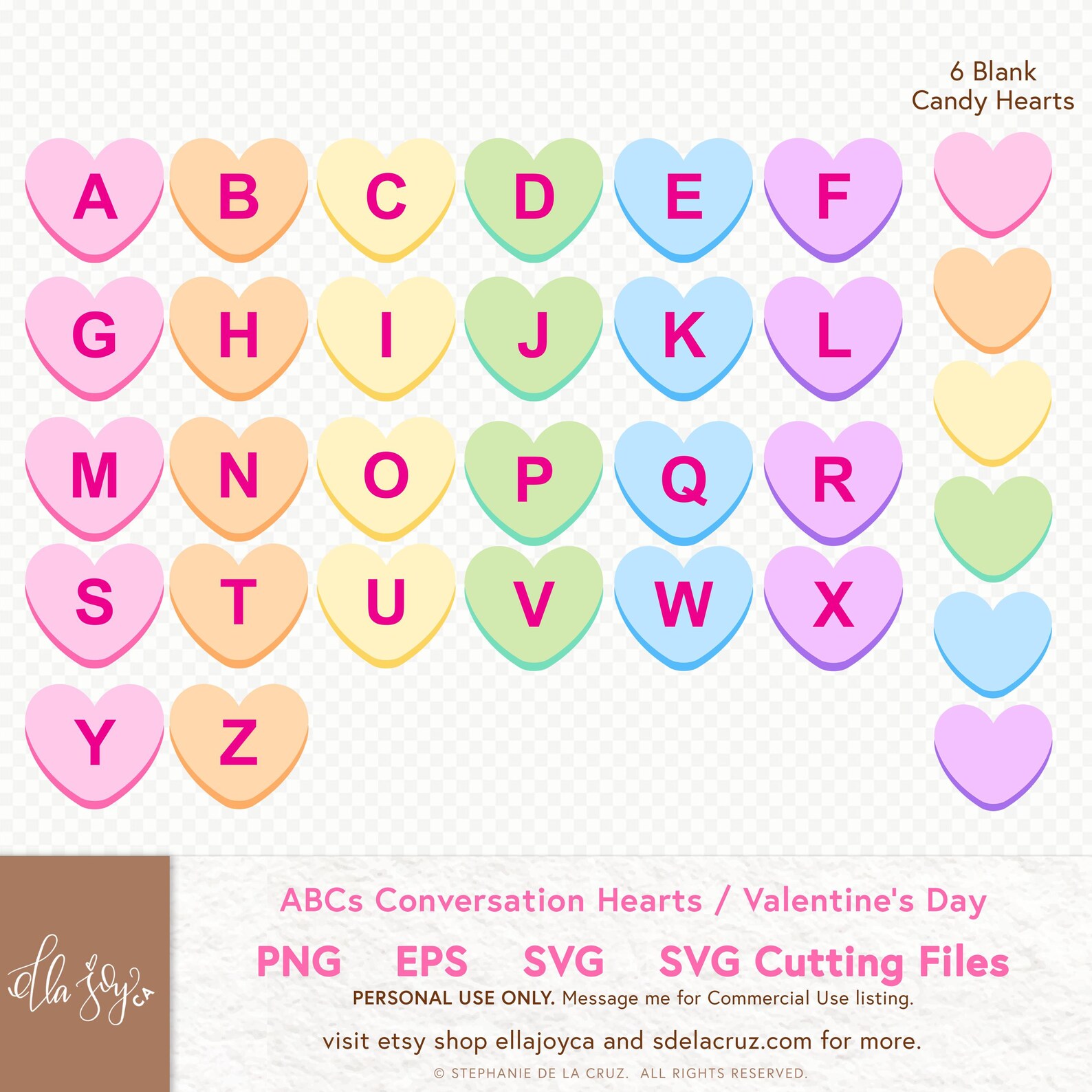 Abcs Conversation Hearts SVG, Alphabet Conversation Hearts PNG, Blank ...