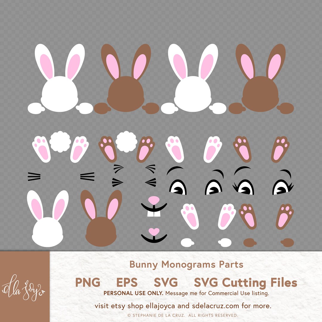 Bunny Frame SVG, Bunny Monogram SVG, Monogram SVG, Bunny Split Name Svg ...