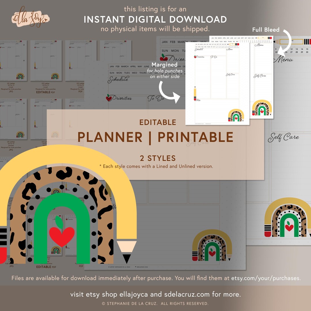 Printable Planner EDITABLE Planner Printable 2025 Daily Planner Unlined ...