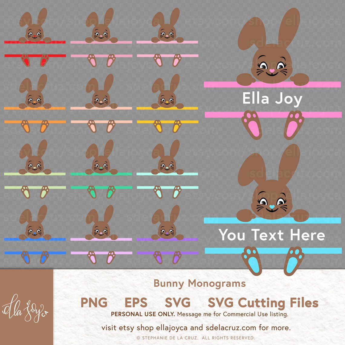 Bunny Frame SVG Bunny Monogram SVG Monogram SVG Bunny Split - Etsy