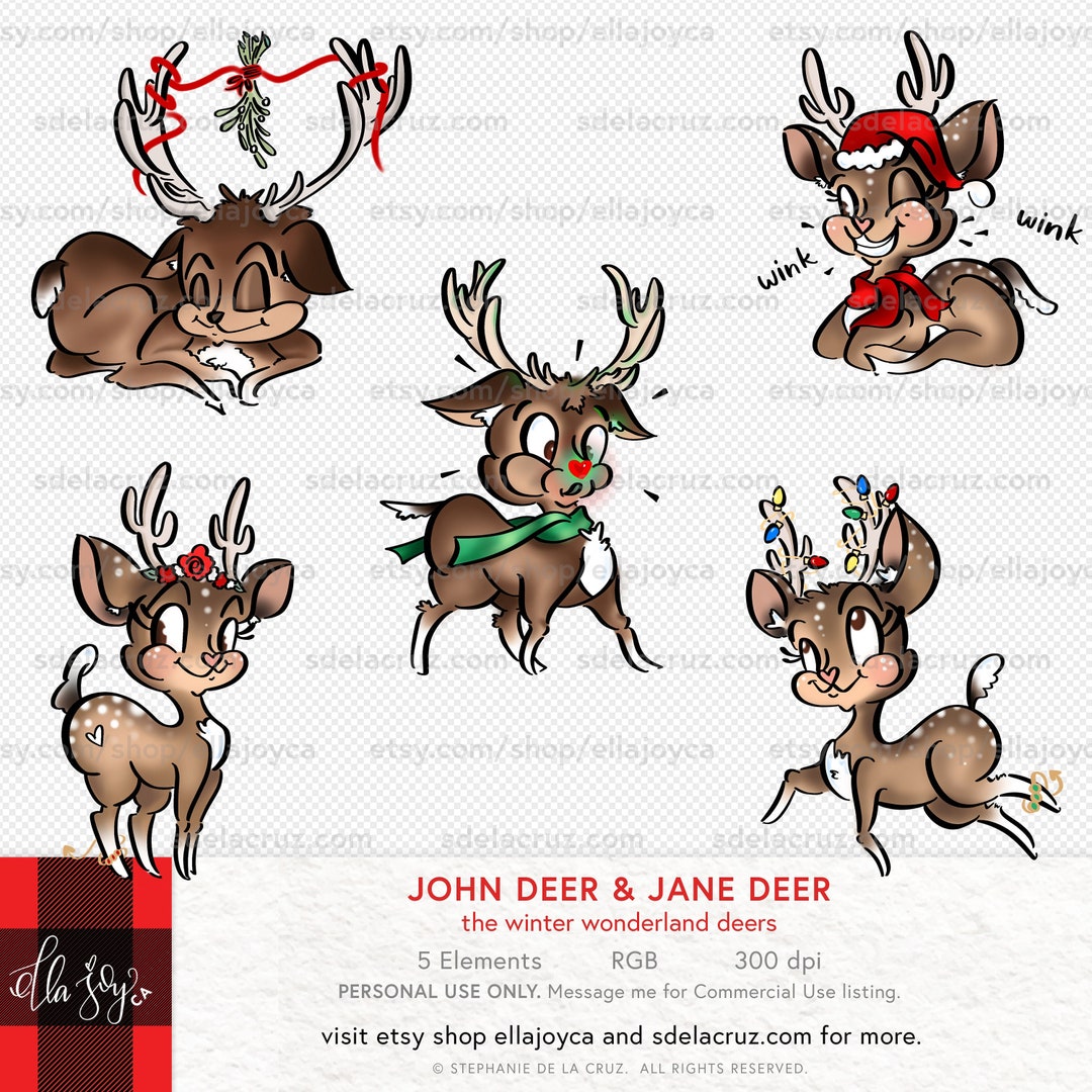 Christmas Clipart Woodland Deer Winter Wonderland Deers - Etsy