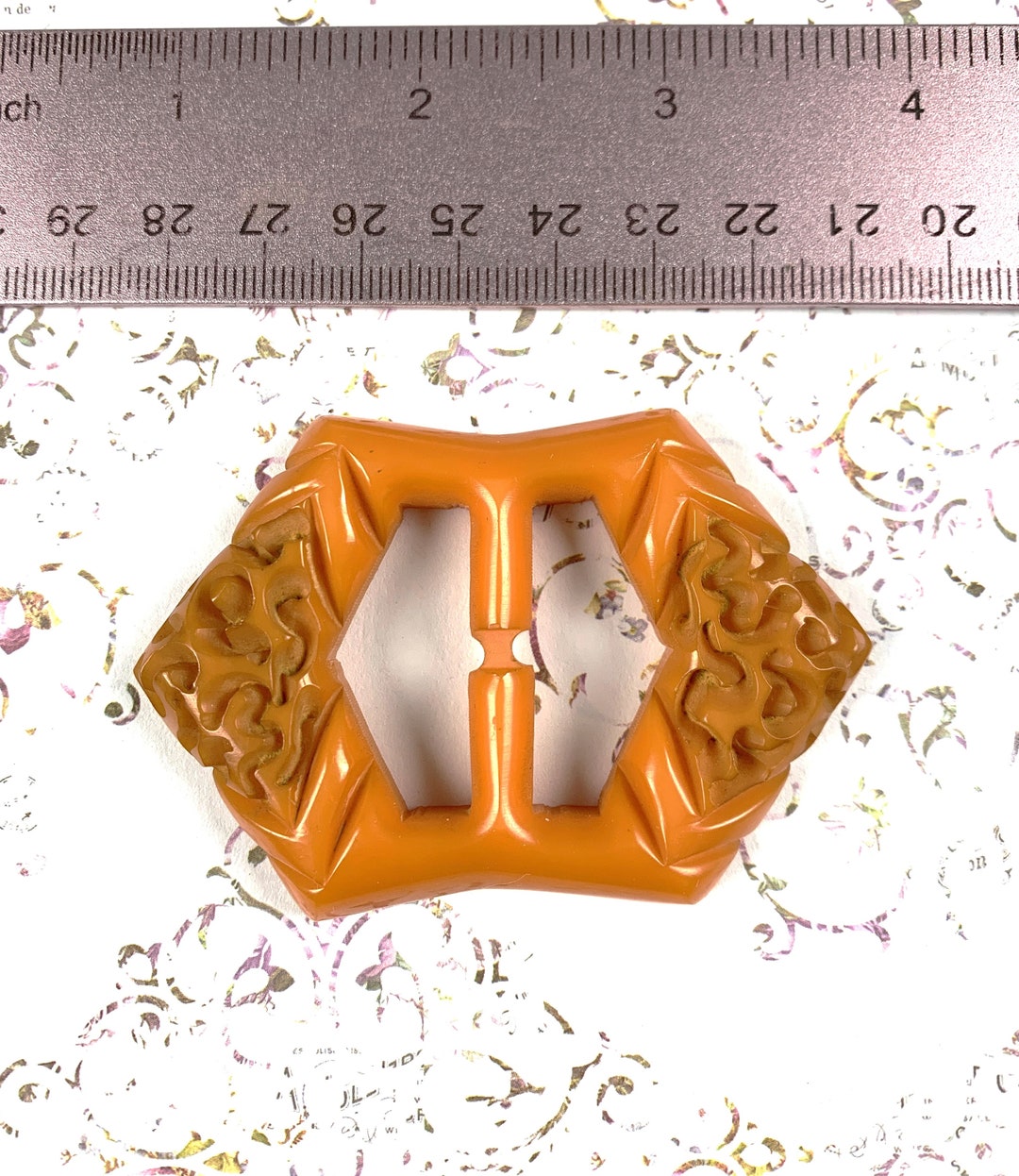 Vintage Toffee/butterscotch Colored Art Deco Bakelite Carved Buckle - Etsy