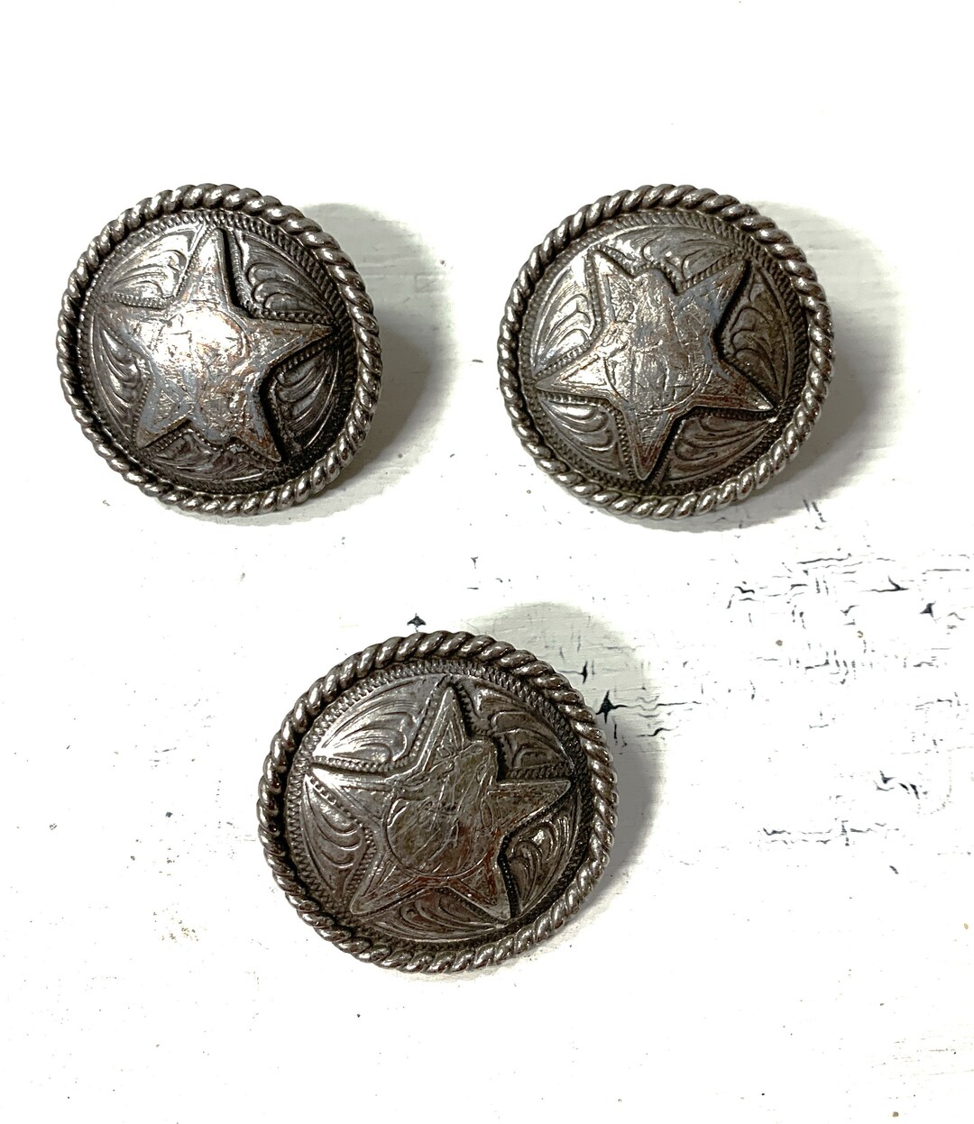 Vintage Silver-tone Horse Bridle Conchos Star Pattern Set of - Etsy